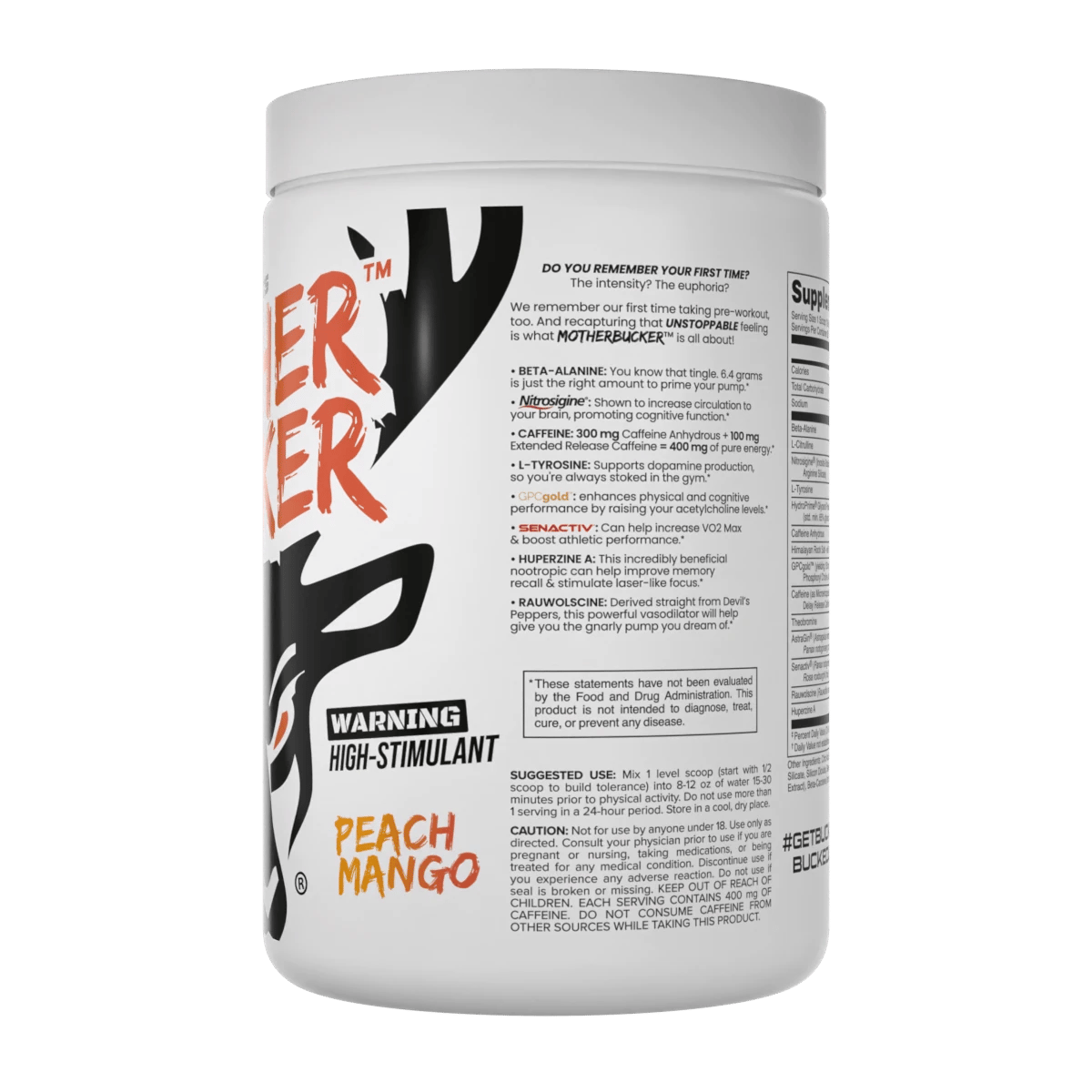 Mother Bucker Natural Pre-Workout | High-Stim Nootropic Formula - Bucked Up
