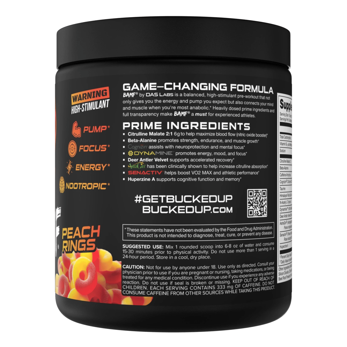 Peach Rings Nootropic Pre-Workout | BAMF by Bucked Up - Bucked Up