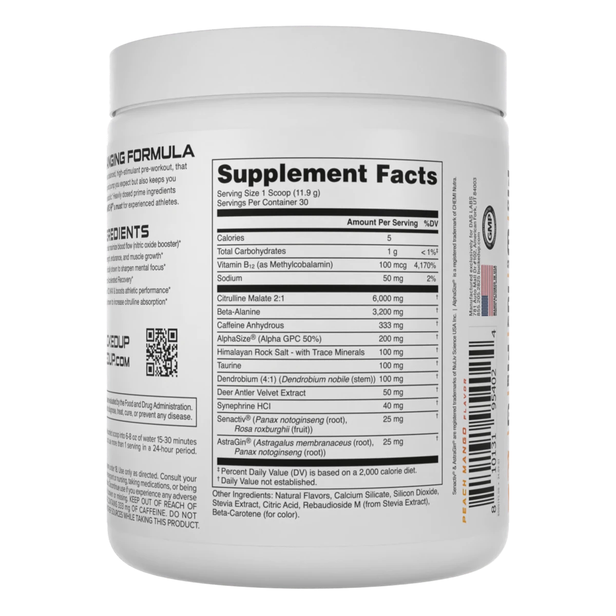 Woke AF All Natural Pre-Workout - High-Stim Energy Boost - Bucked Up