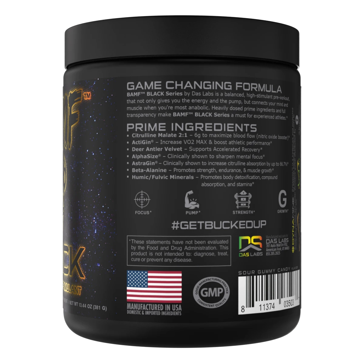 BAMF BLACK - High Stimulant Nootropic Pre-Workout - Bucked Up